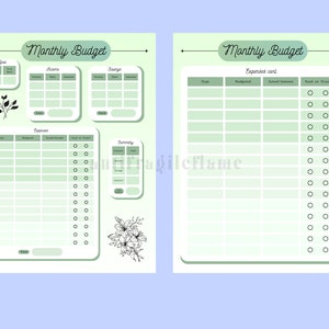 Monthly Budget Sheet Tracker - PRINTABLE - Pink, Green, Blue Variations ...