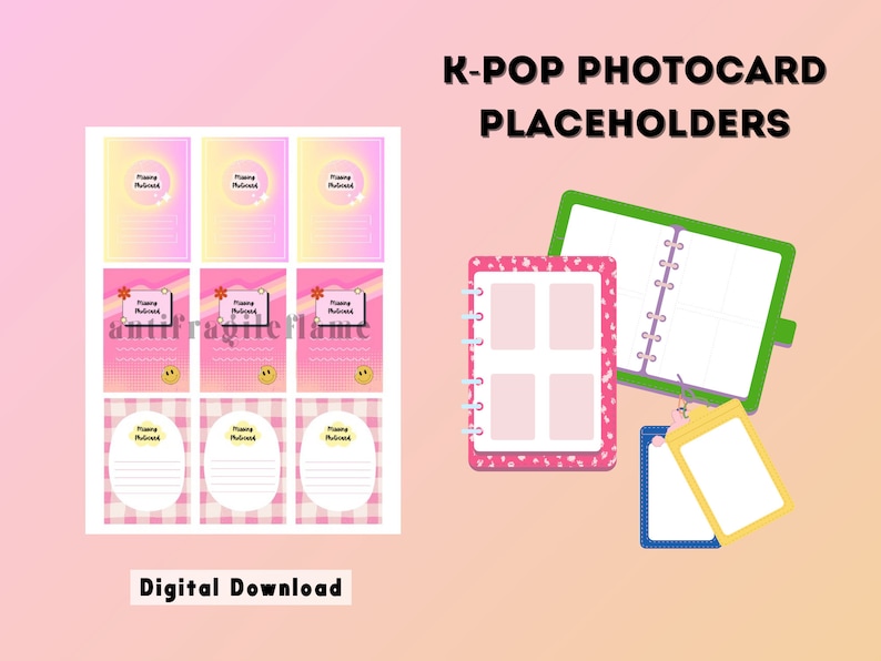 Pink K-pop Photocard Placeholders Binder Filler — DIGITAL DOWNLOAD ...
