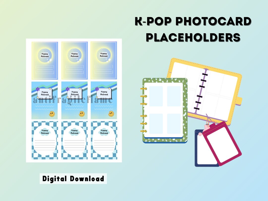 Blue K-pop Photocard Placeholders Binder Filler — DIGITAL DOWNLOAD ...