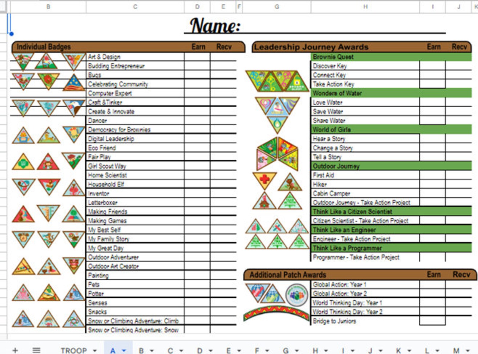 Ultimate Girl Scout Brownie Badge Tracker - Etsy