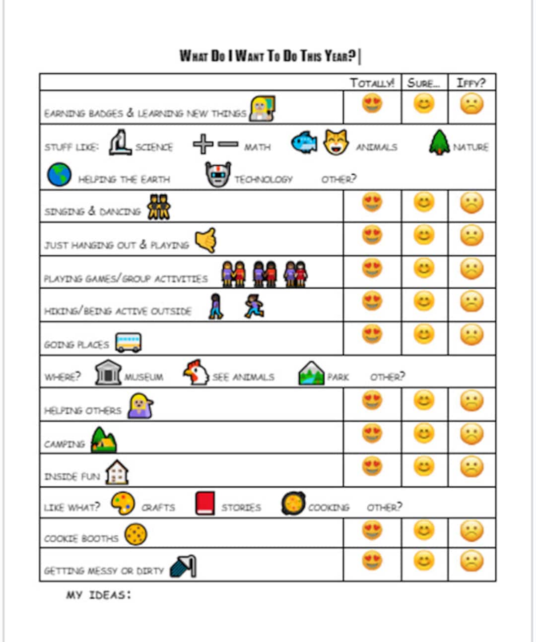Daisy Girl Scout Interest Survey - Etsy