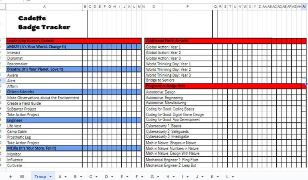 Ultimate Girl Scout Cadette Badge Tracker - Etsy