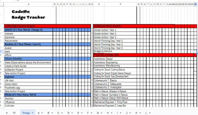 Ultimate Girl Scout Cadette Badge Tracker - Etsy
