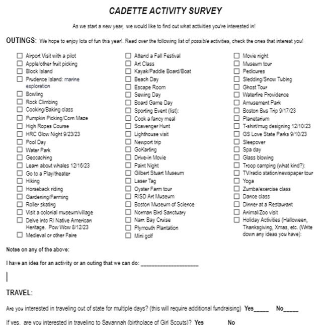 Ultimate Girl Scout Cadette Interest Survey - Etsy