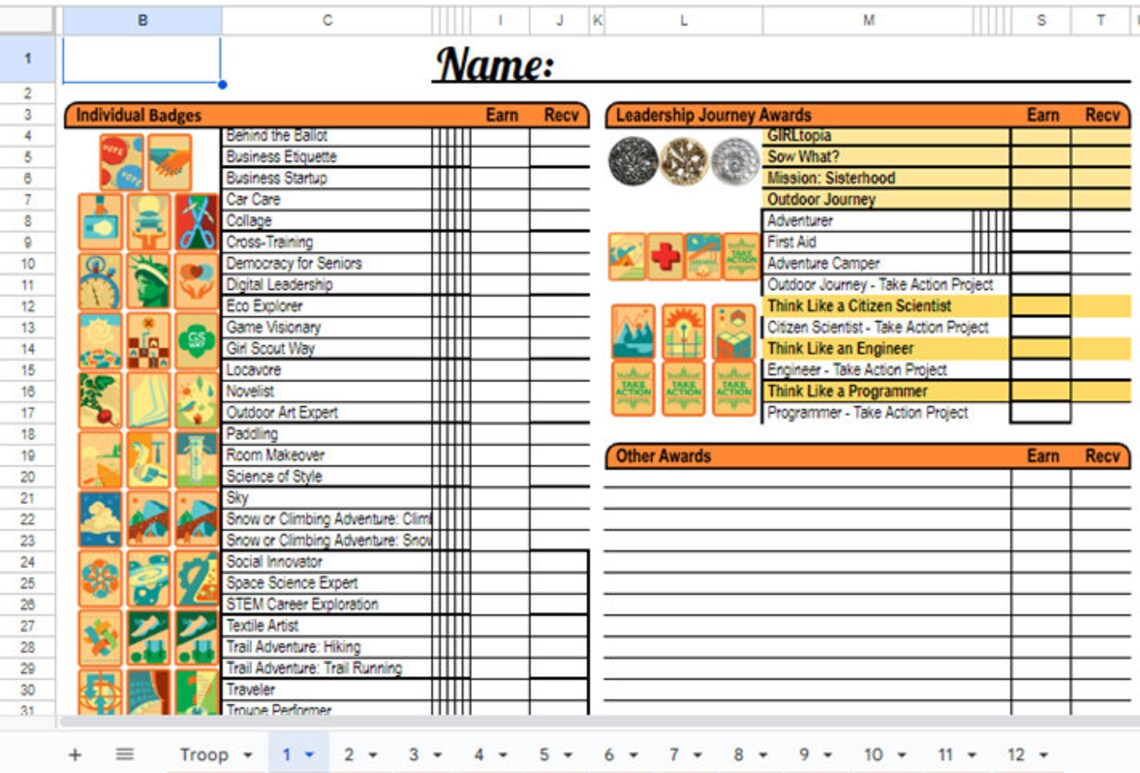 Ultimate Girl Scout Senior Badge Tracker - Etsy