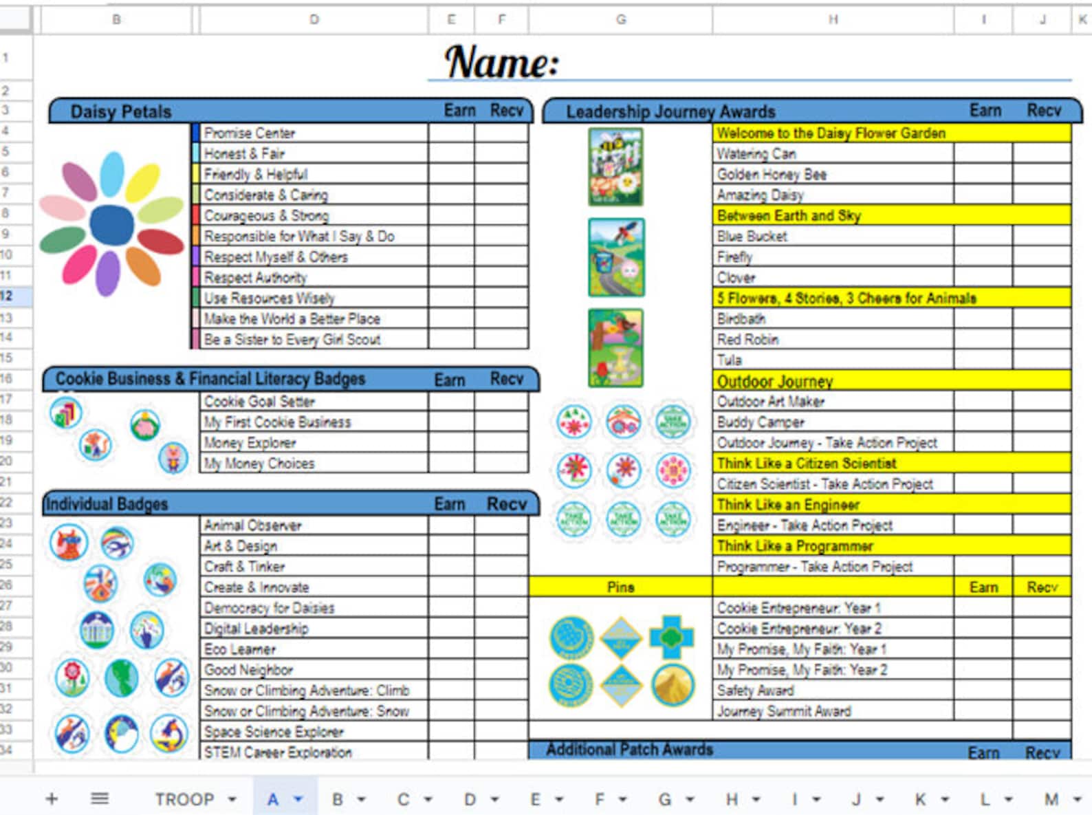 Ultimate Girl Scout Daisy Badge Tracker - Etsy