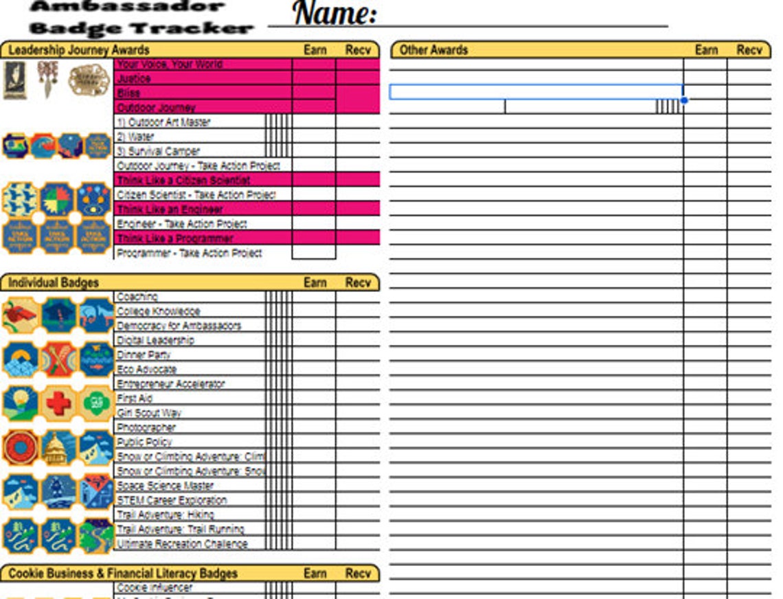 Ultimate Girl Scout Ambassador Badge Tracker - Etsy
