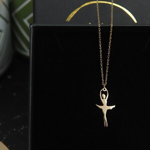Dancing Swan Little Ballerina 14K Gold Ballet Dainty Ballerina Pendant ...