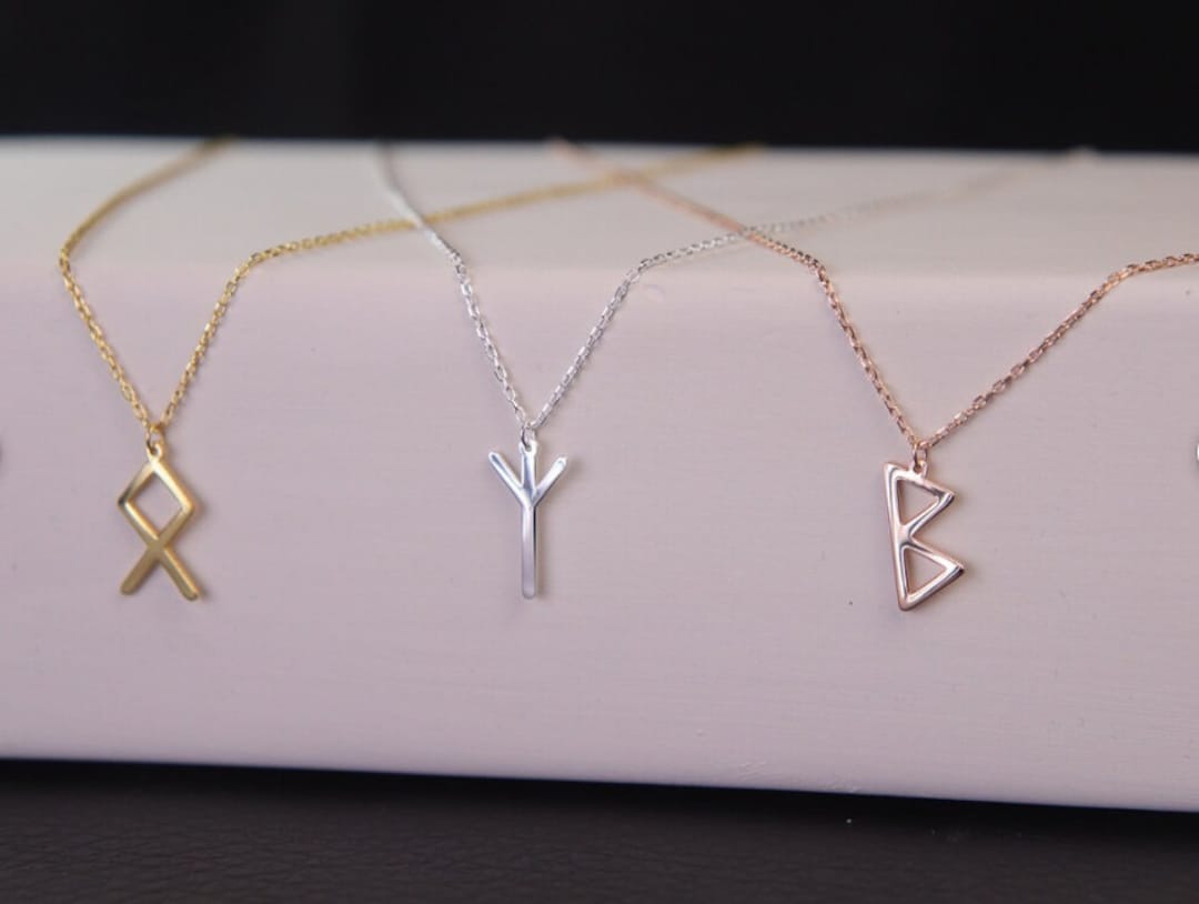 Rune Letters Necklace Vegvisir Viking Letters Personalized Elegance in ...
