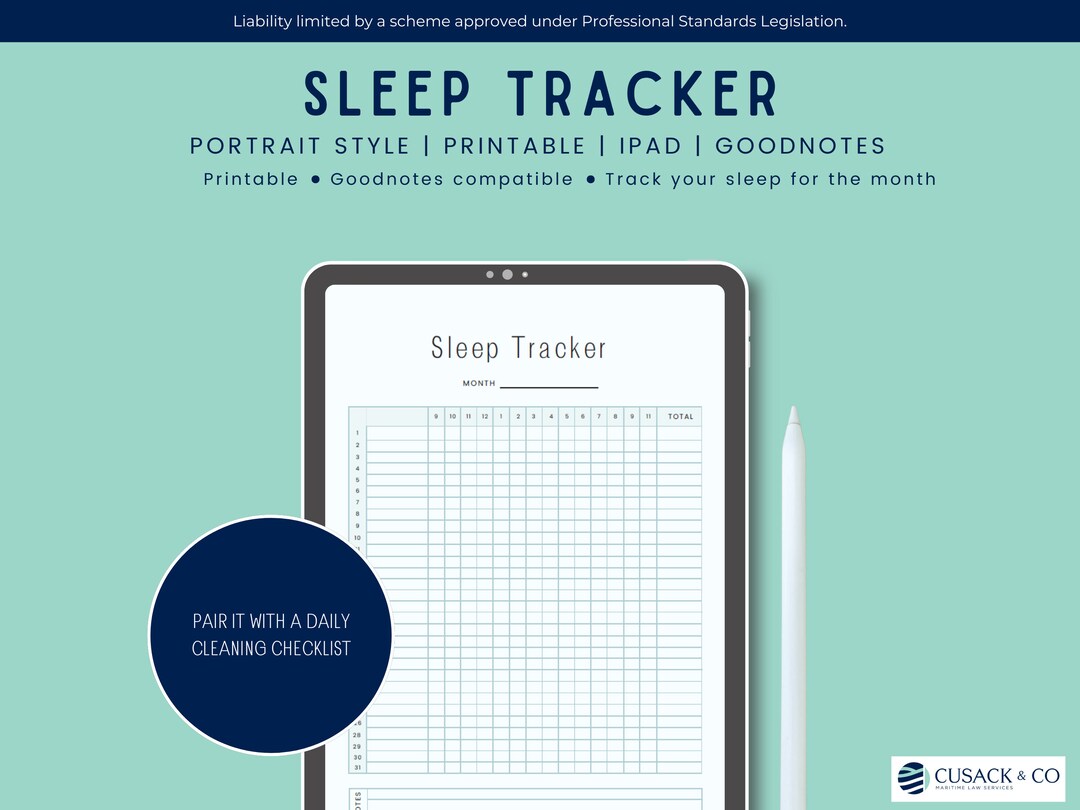 Sleep Tracker Printable Template Digital Template for iPad and ...