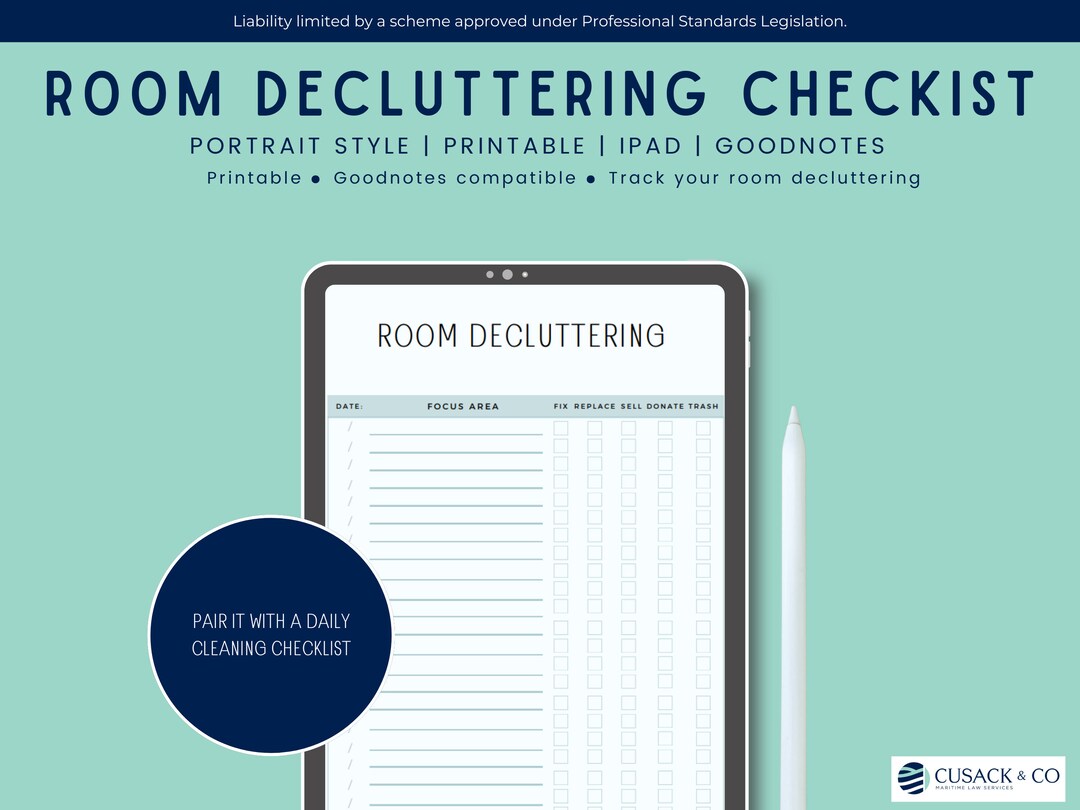 Room Decluttering Printable Template Digital Template for iPad and ...