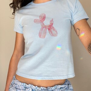 Pink Balloon Dog Y2K Baby Tee, Balloon Dog Baby Tee, Y2K Graphic Tee ...