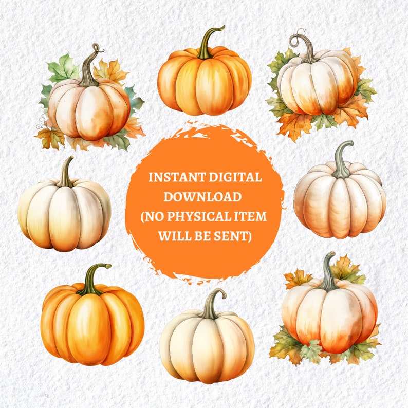 Pumpkin Clipart Watercolor Bundle Cute Fall Watercolor Clip Art Pumpkin ...