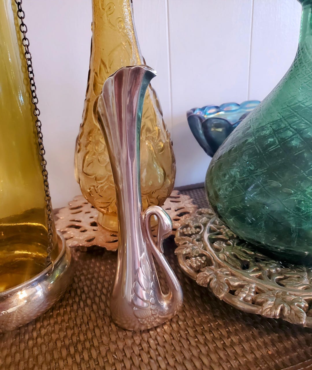 Vintage ONEIDA Silver Plated Swan Bud Vase. 7 Tall With Art Deco Style ...