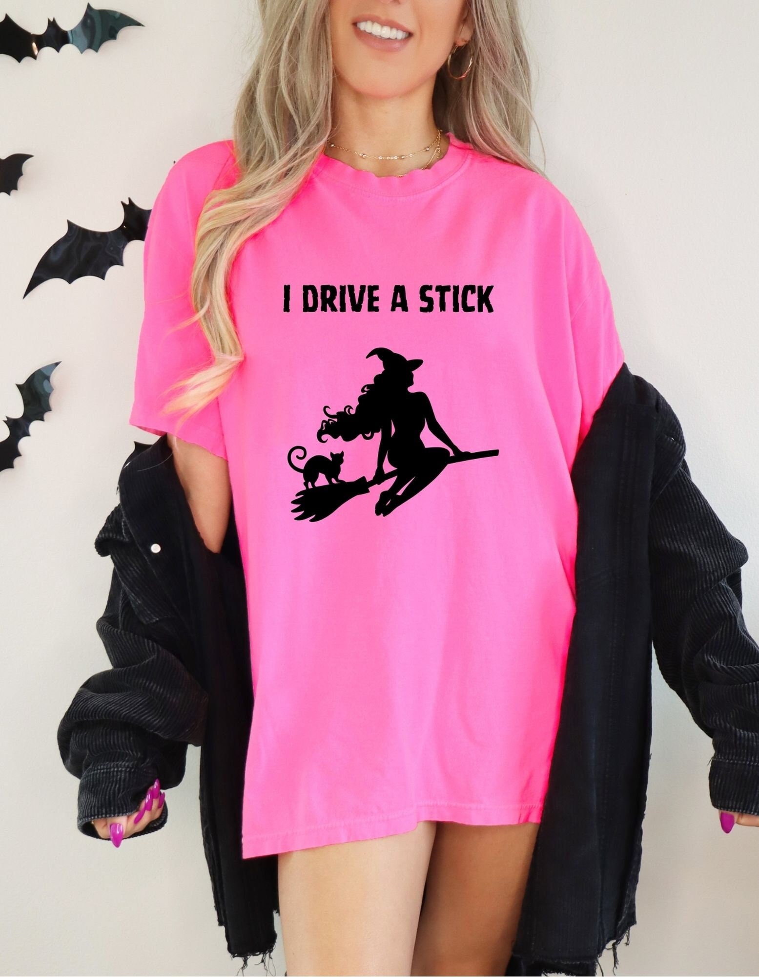 I Drive a Stick Tshirt, Funny Halloween Shirts, Halloween Gift, Hostess ...