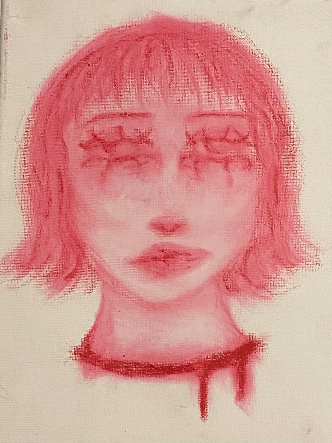 Pink Girl Portrait Bleeding - Etsy