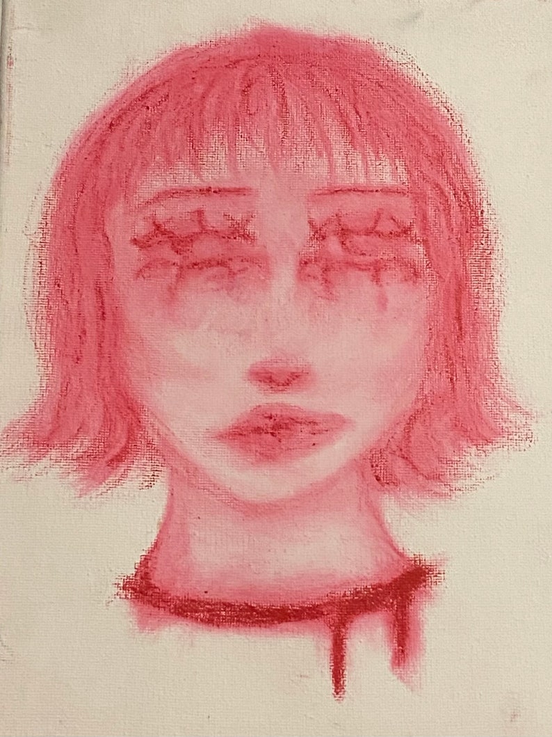Pink Girl Portrait Bleeding - Etsy