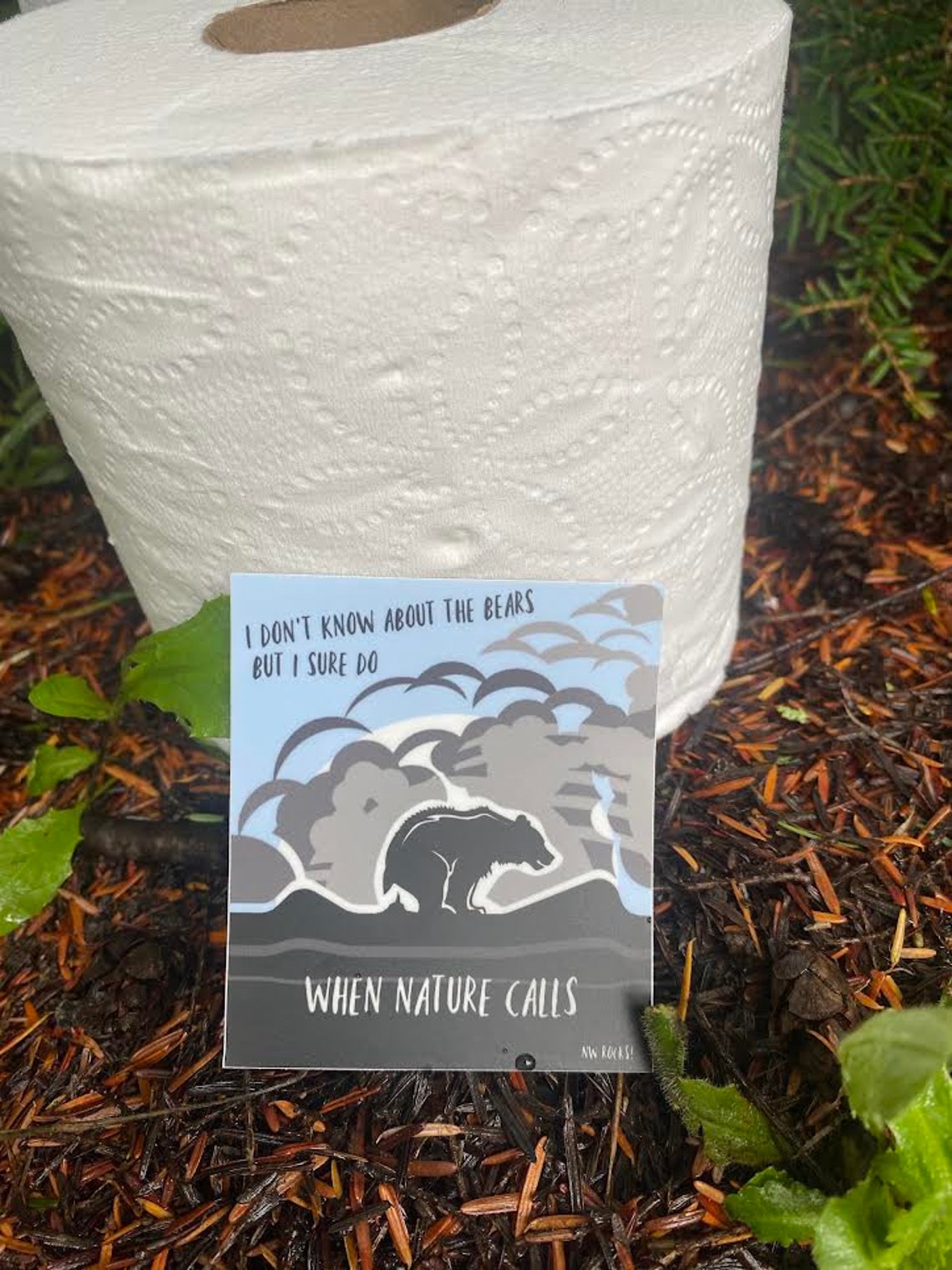NW ROCKS! Bear Pooping in Woods Sticker | Pacific Northwest | Funny ...