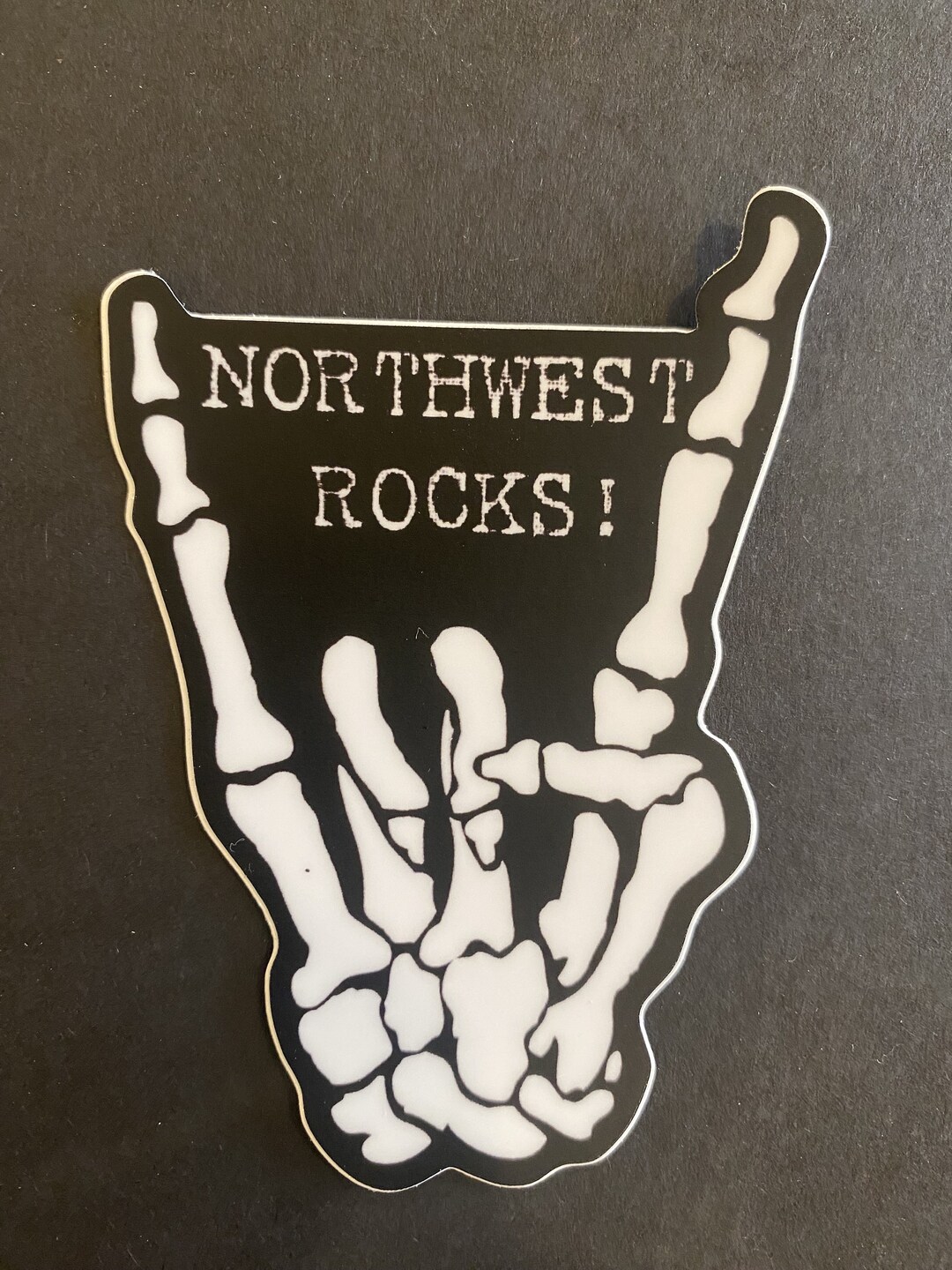 Northwest Rocks Sticker Skeleton Hand Rock On Washington Oregon Music ...
