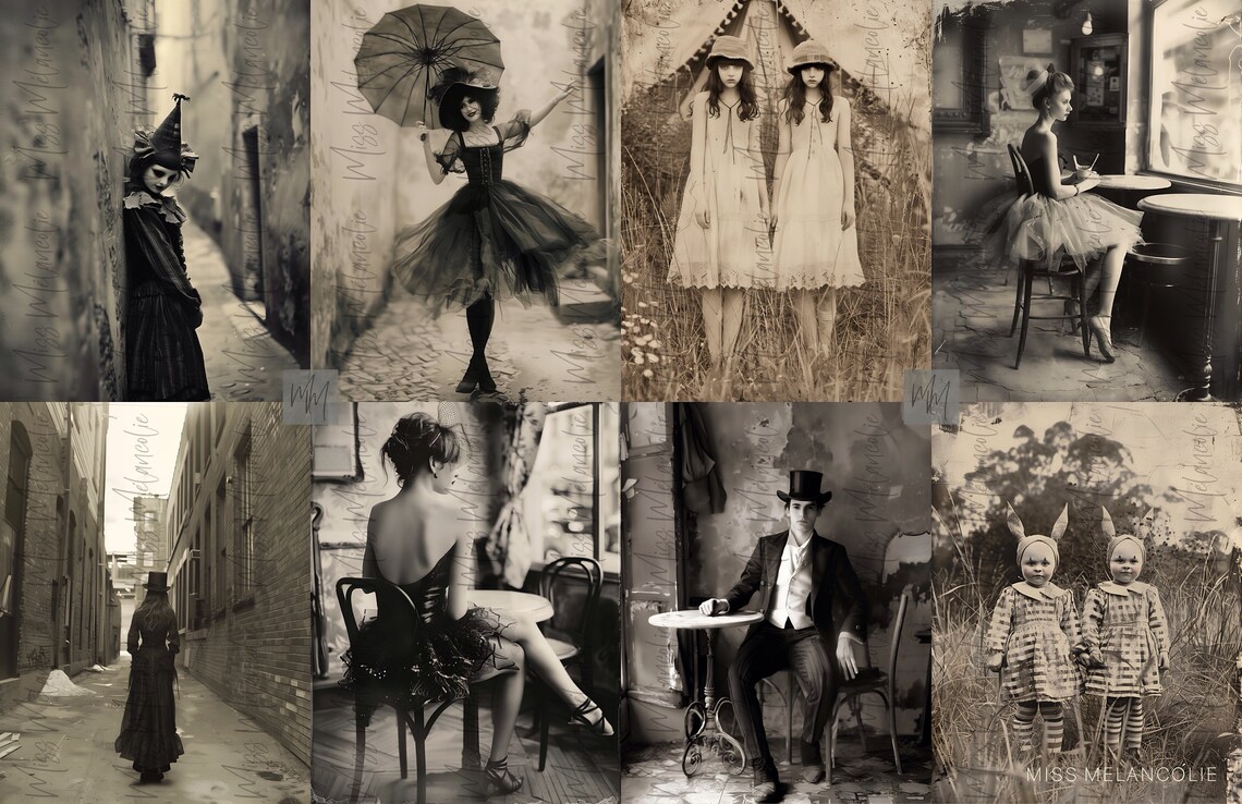 34 Artful Vintage Sepia Circus Portrait Photo Bundle, Aged Old ...