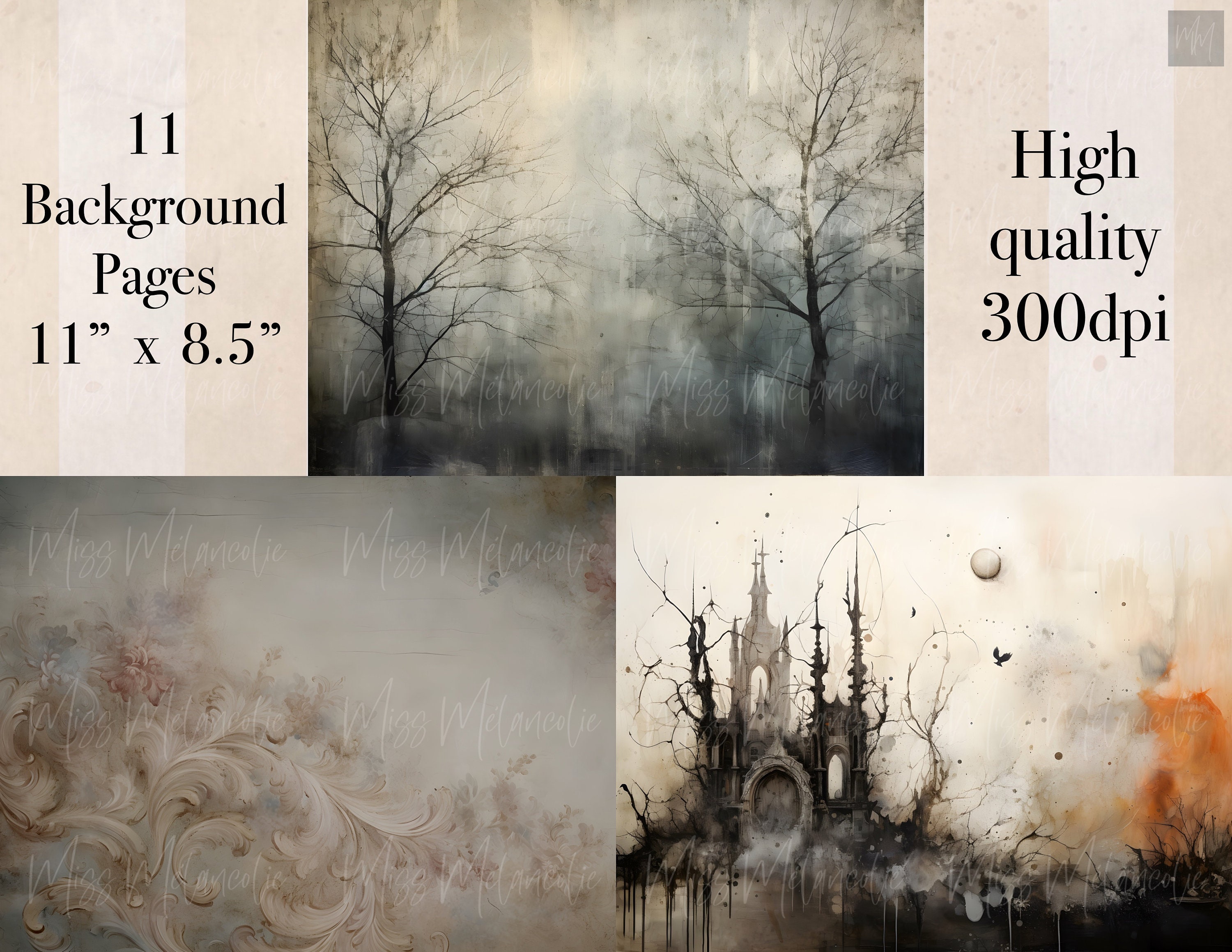 25 Ghostly Gothic Angel Ephemera Kit, Dark Edgy Whimsi Goth Bundle Png ...