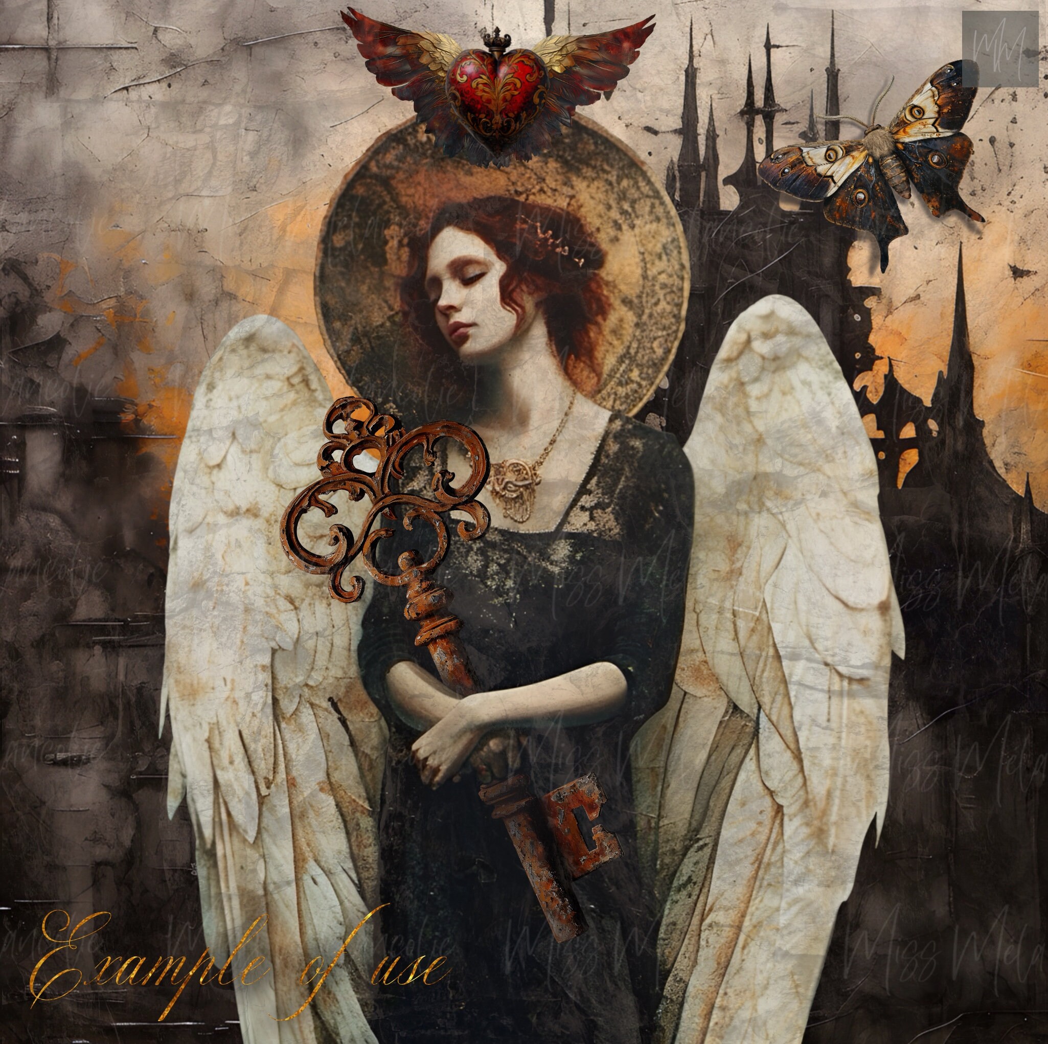 42 Valentine Gothic Angel Ephemera Kit, Dark Edgy Angel Bundle, 11 X 8. ...