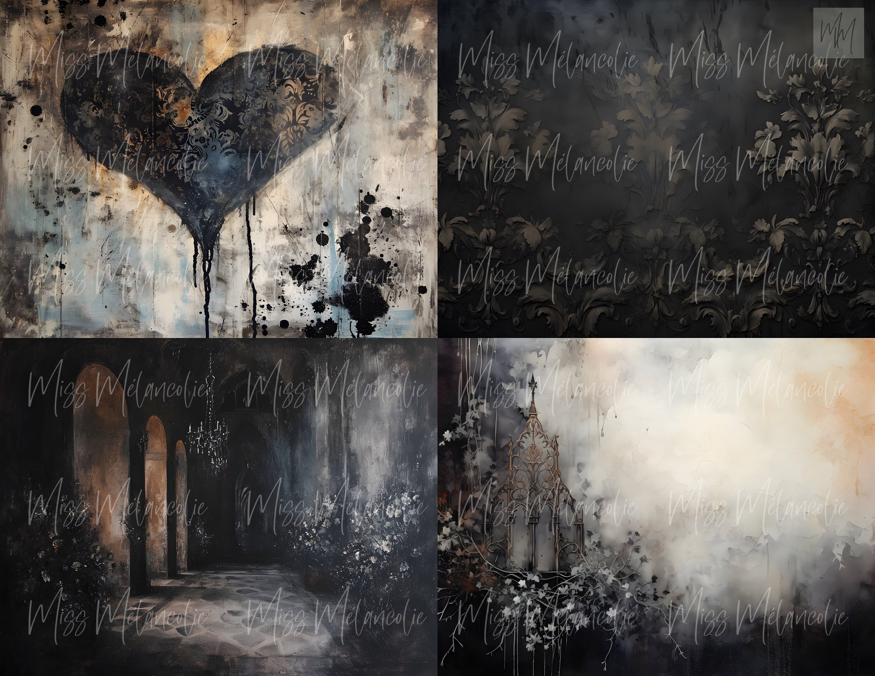 22 Gothic Romance Background Paper Kit Bundle, 11 X 8.5 Junk Journal ...