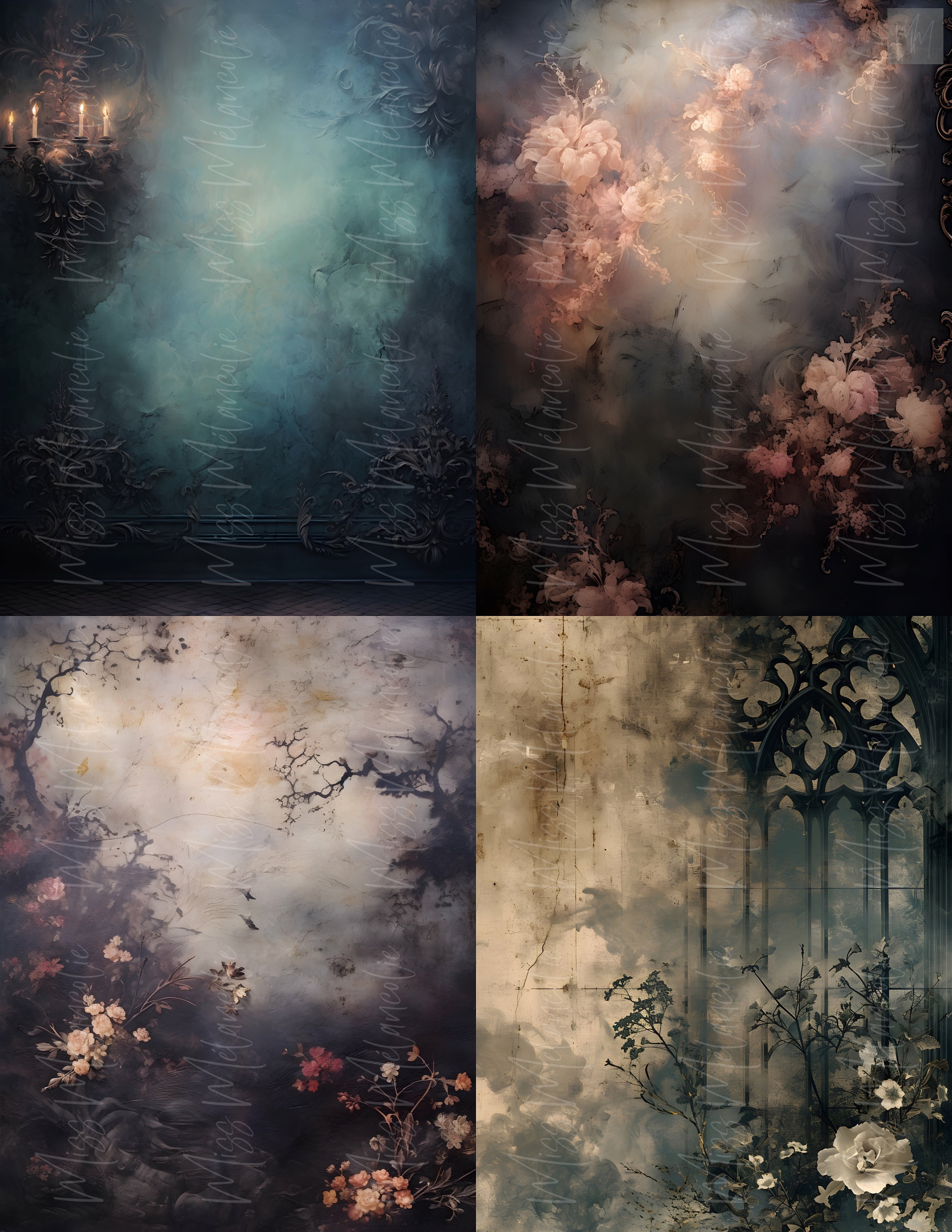 25 Ghostly Gothic Angel Ephemera Kit, Dark Edgy Whimsi Goth Bundle Png ...