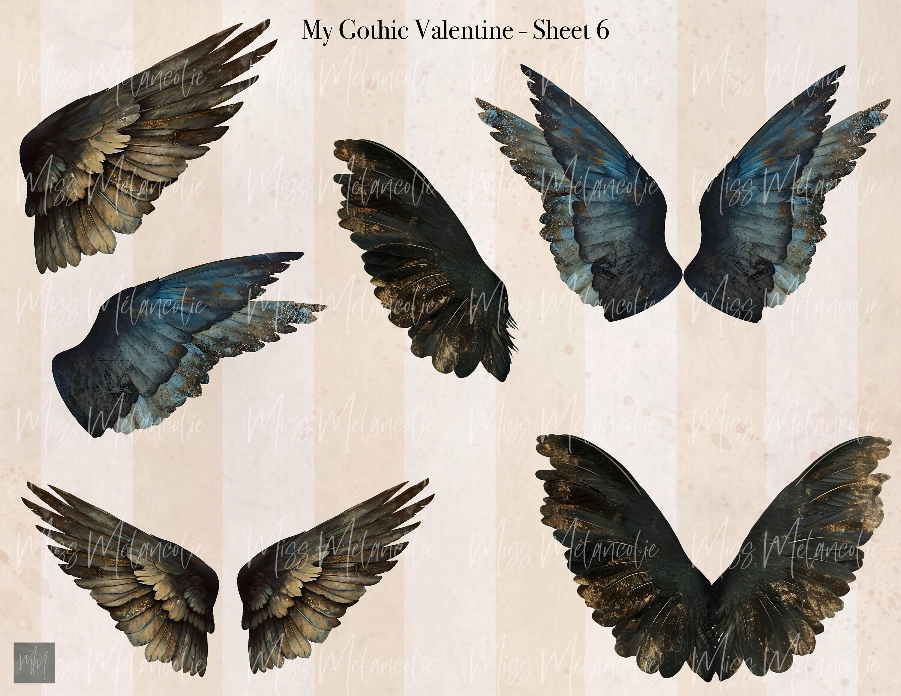 25 Ghostly Gothic Angel Ephemera Kit, Dark Edgy Whimsi Goth Bundle Png ...