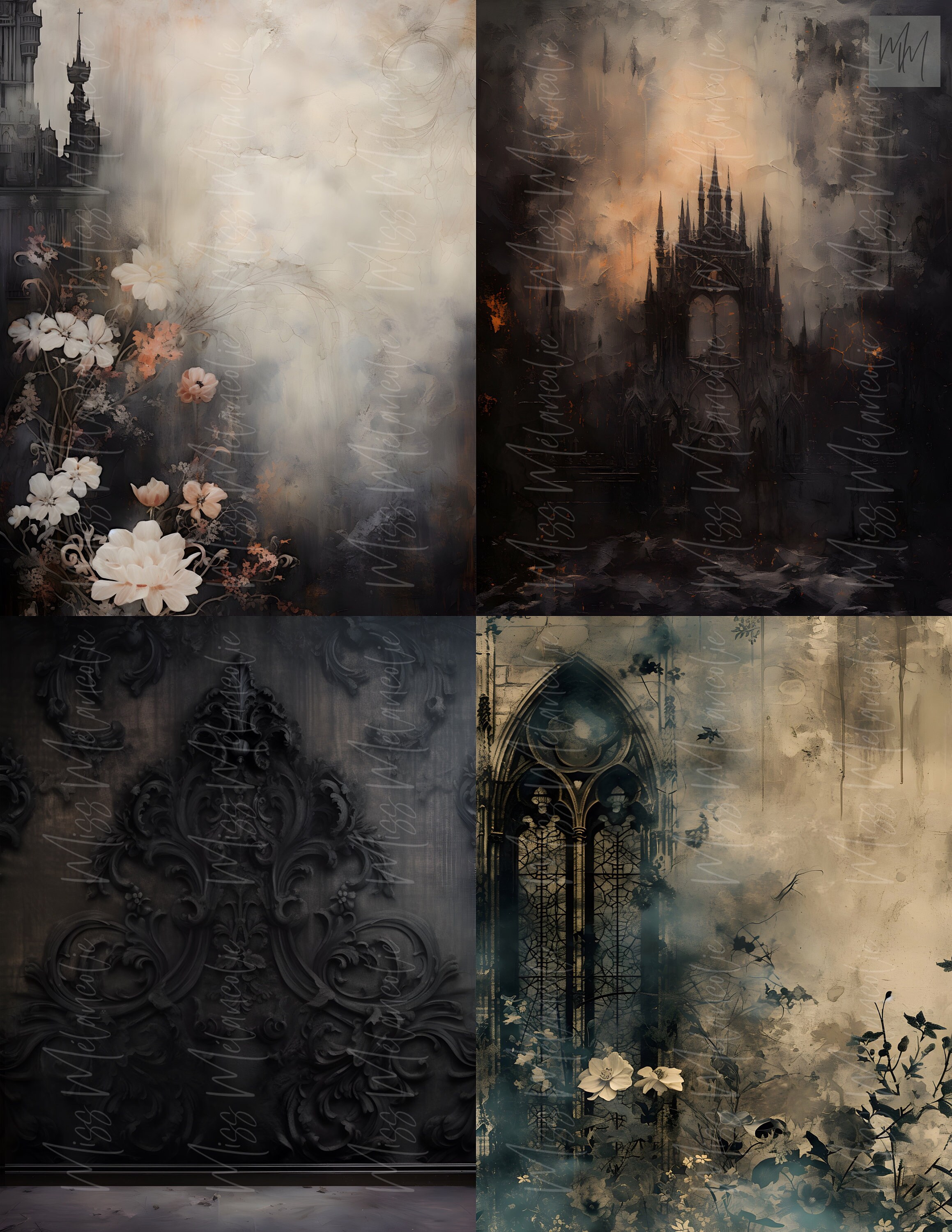 22 Gothic Romance Background Paper Kit Bundle, 11 X 8.5 Junk Journal ...