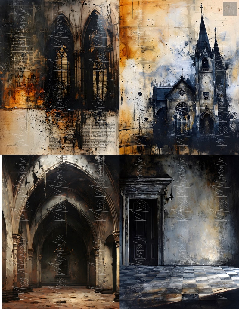 20 Dark Edgy Gothic Background Paper Kit Bundle, 11 X 8.5 Junk Journal ...