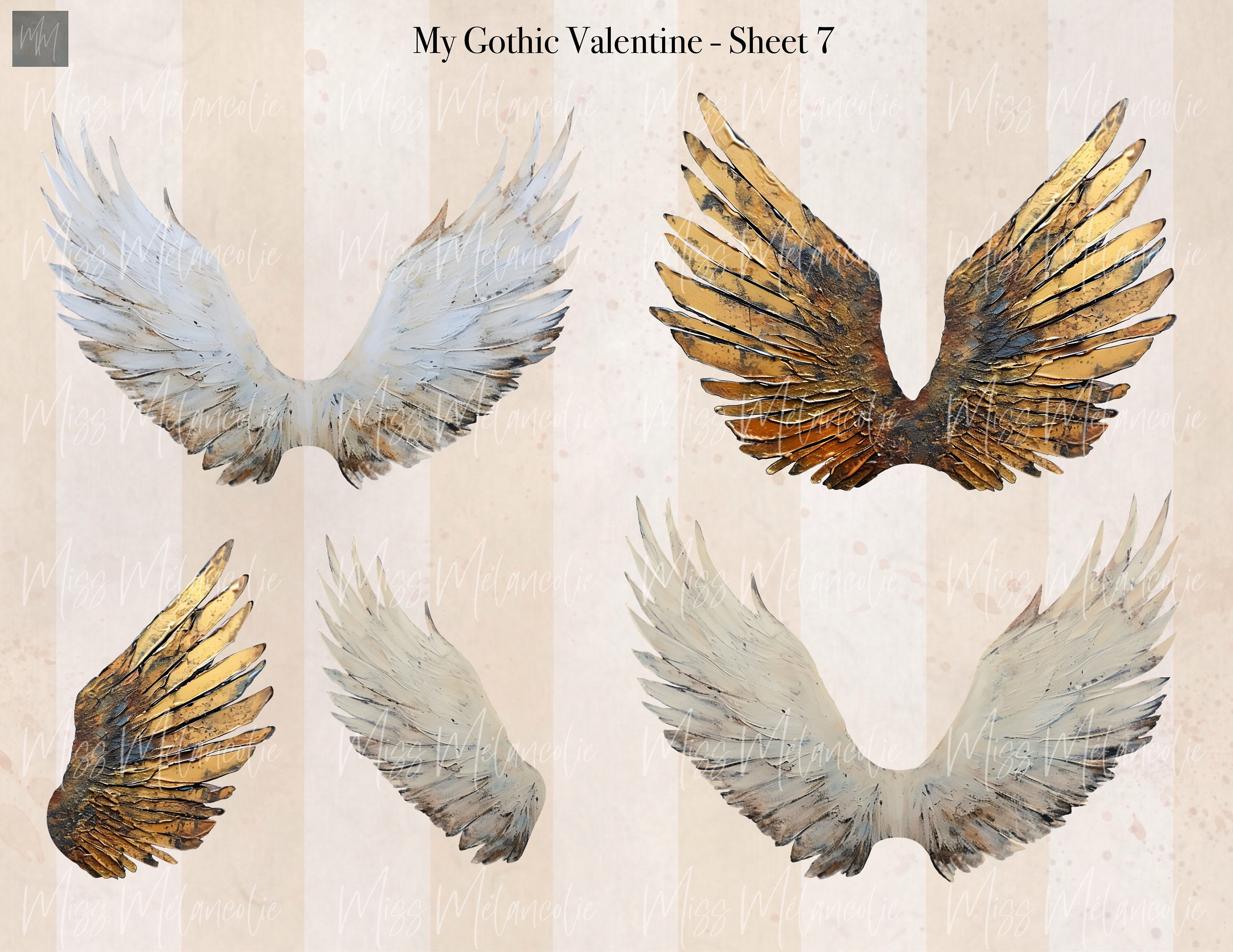 25 Ghostly Gothic Angel Ephemera Kit, Dark Edgy Whimsi Goth Bundle Png ...