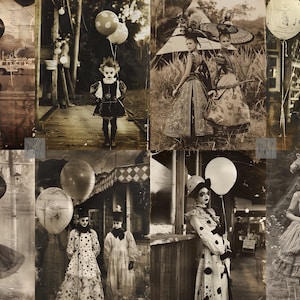 34 Artful Vintage Sepia Circus Portrait Photo Bundle, Aged Old ...