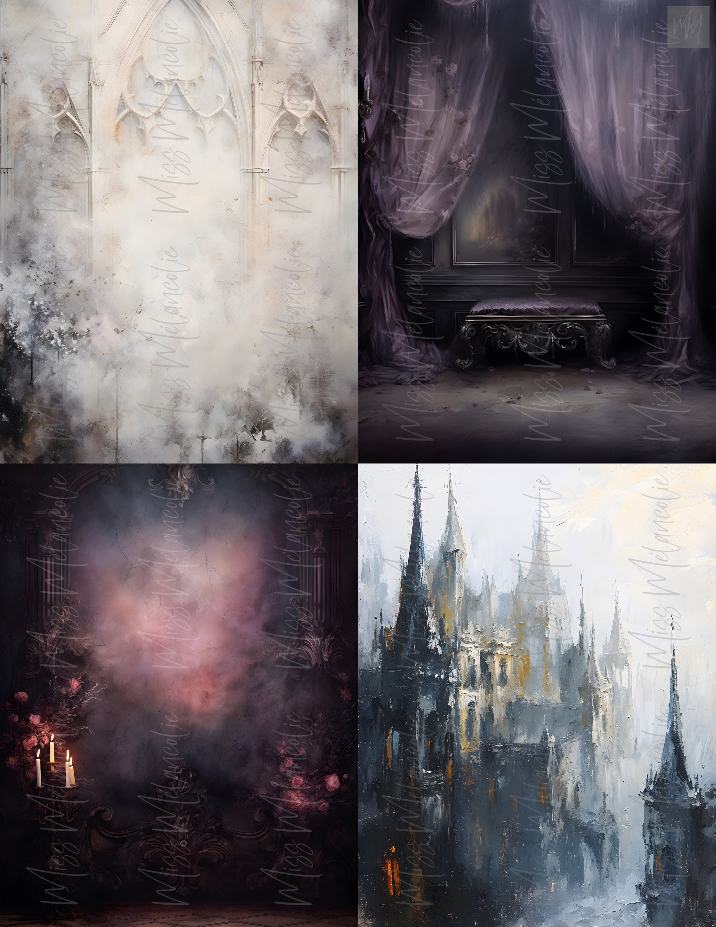 25 Ghostly Gothic Angel Ephemera Kit, Dark Edgy Whimsi Goth Bundle Png ...