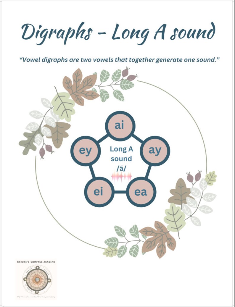 Long A Vowel Digraph Diphthong Poster and Worksheet ai Ay - Etsy