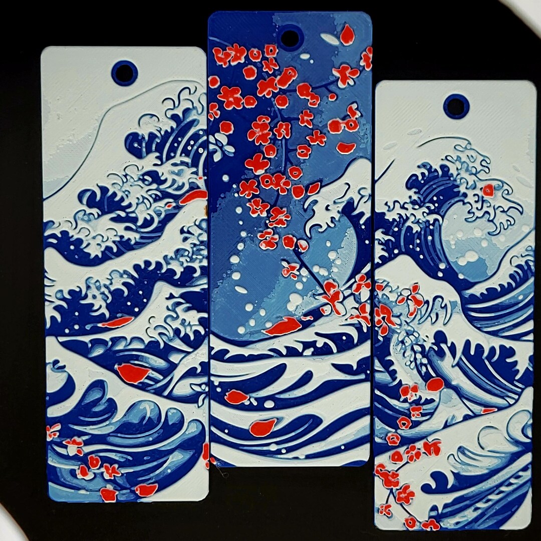 3D Printed Cherry Blossom Wave Bookmarks – Japanese Inspired Floral Set ...
