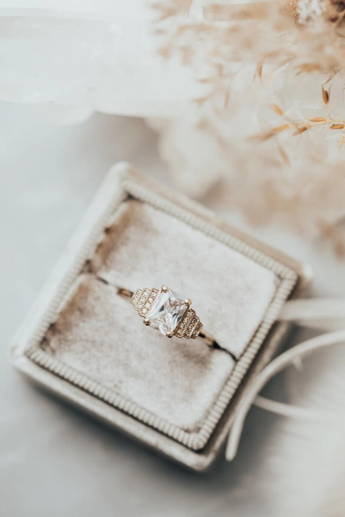 Radiant Cut Moissanite Engagement Ring, Lab Grown Diamond Antique ...