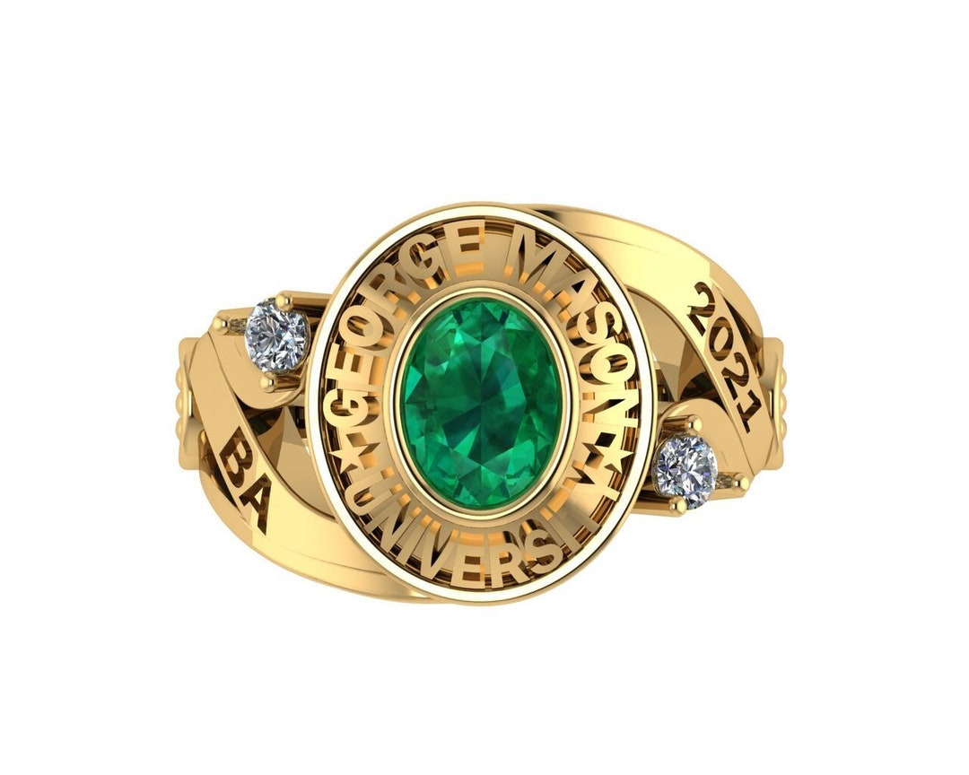 Ladies' Oval Birthstone Class Ring, Custom Ring, 925 Sterling Silver ...