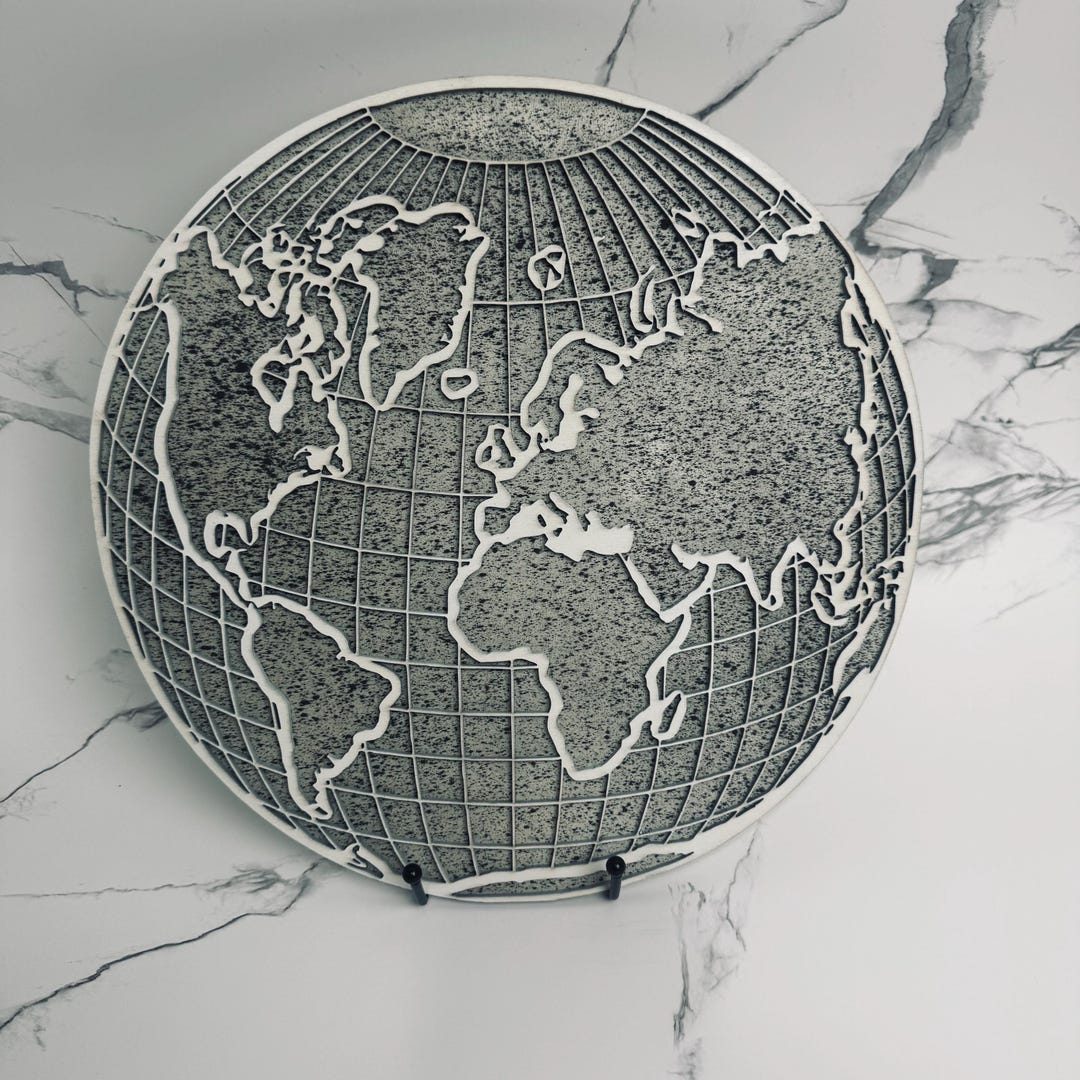 World Engraved Map - Etsy