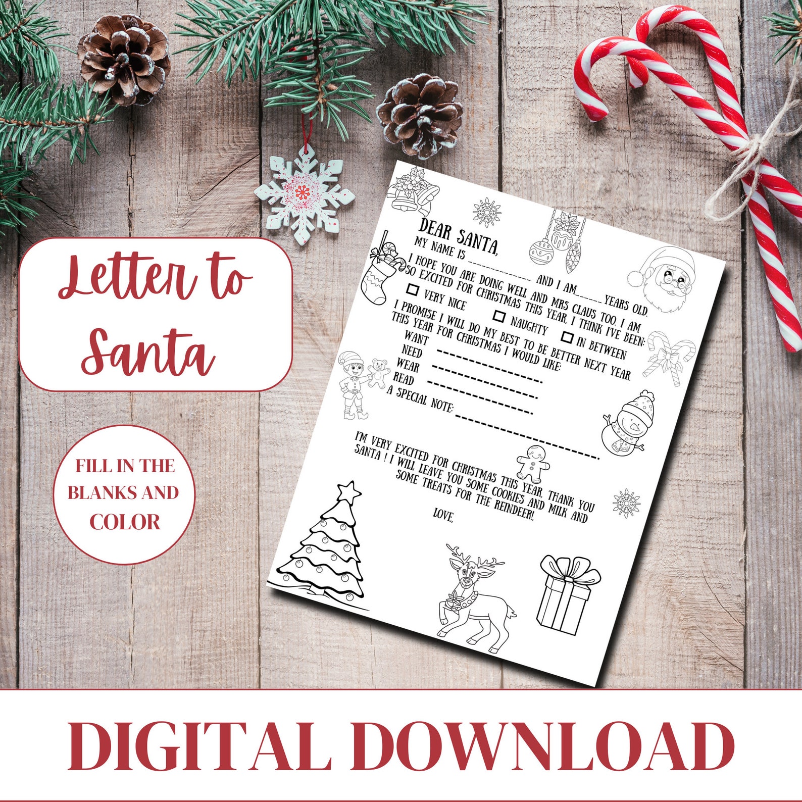 Holiday Coloring Pages Santa's Letter and Elf on the Shelf I'm Back ...