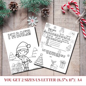 Holiday Coloring Pages Santa's Letter and Elf on the Shelf I'm Back ...