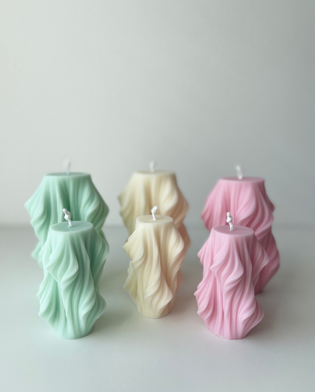 Swirl Design Candle 2pieces, Soy Wax Candle, Pillar Candle, Home Decor ...