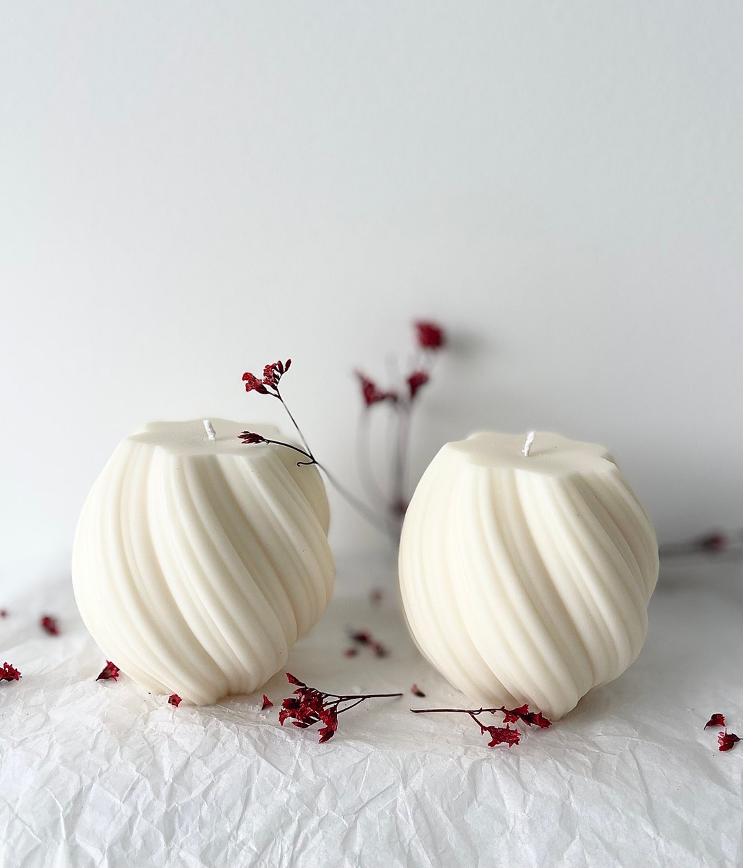 Gemos 3D Geometric Candle, Pillar Candle, Waves Shape Candle, Aestetic ...