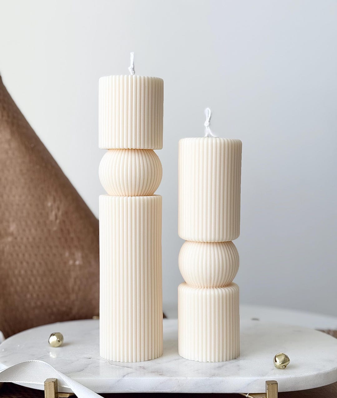 Ribbed Tall Pillar Candle | Aesthetic Candle | Classic Candle | Soy Wax ...