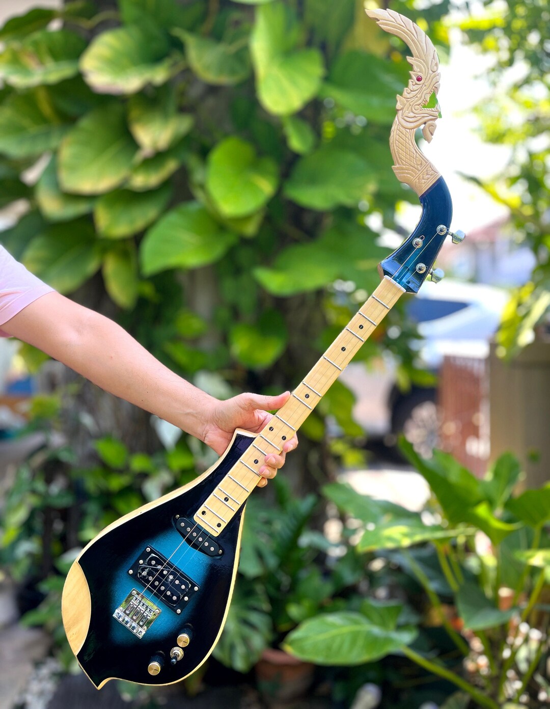 Electric Traditional Thai Phin (isan Lute) – 3-string Handmade Wooden ...