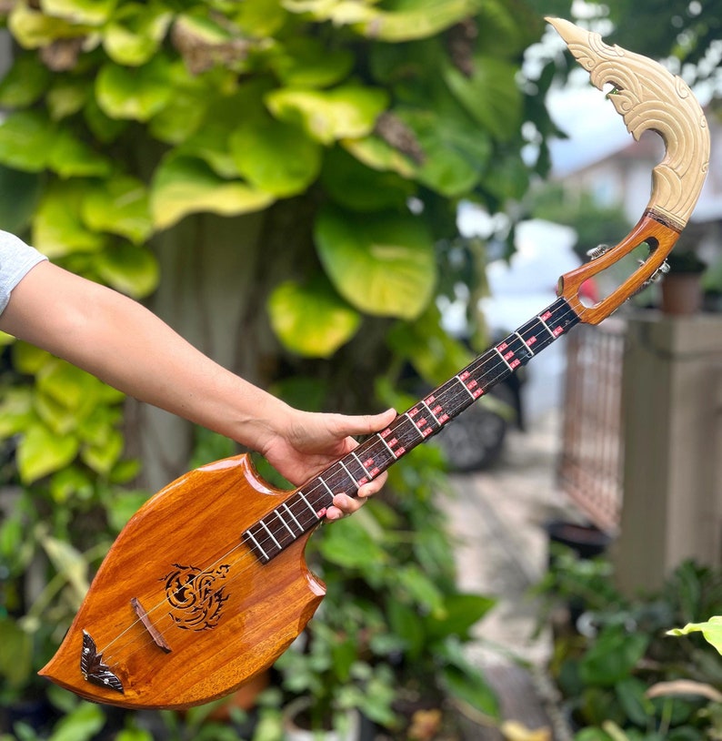 Acoustic Thai Asian Guitar 3 Strings, Isan Mandolin Musical Instrument ...