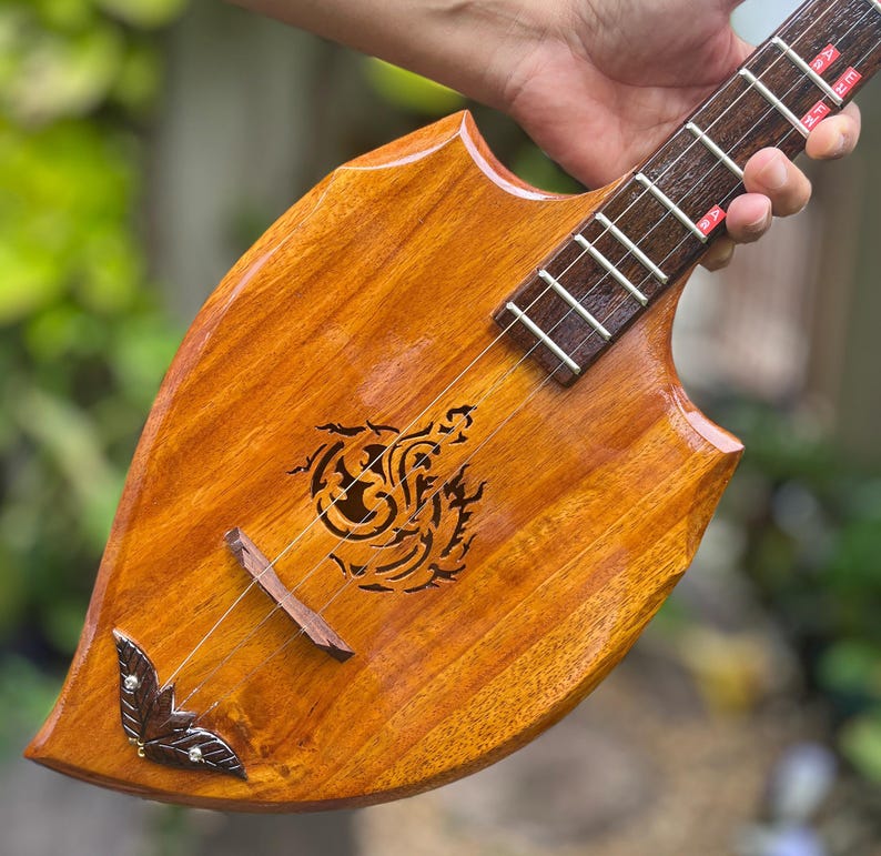 Acoustic Thai Asian Guitar 3 Strings, Isan Mandolin Musical Instrument ...