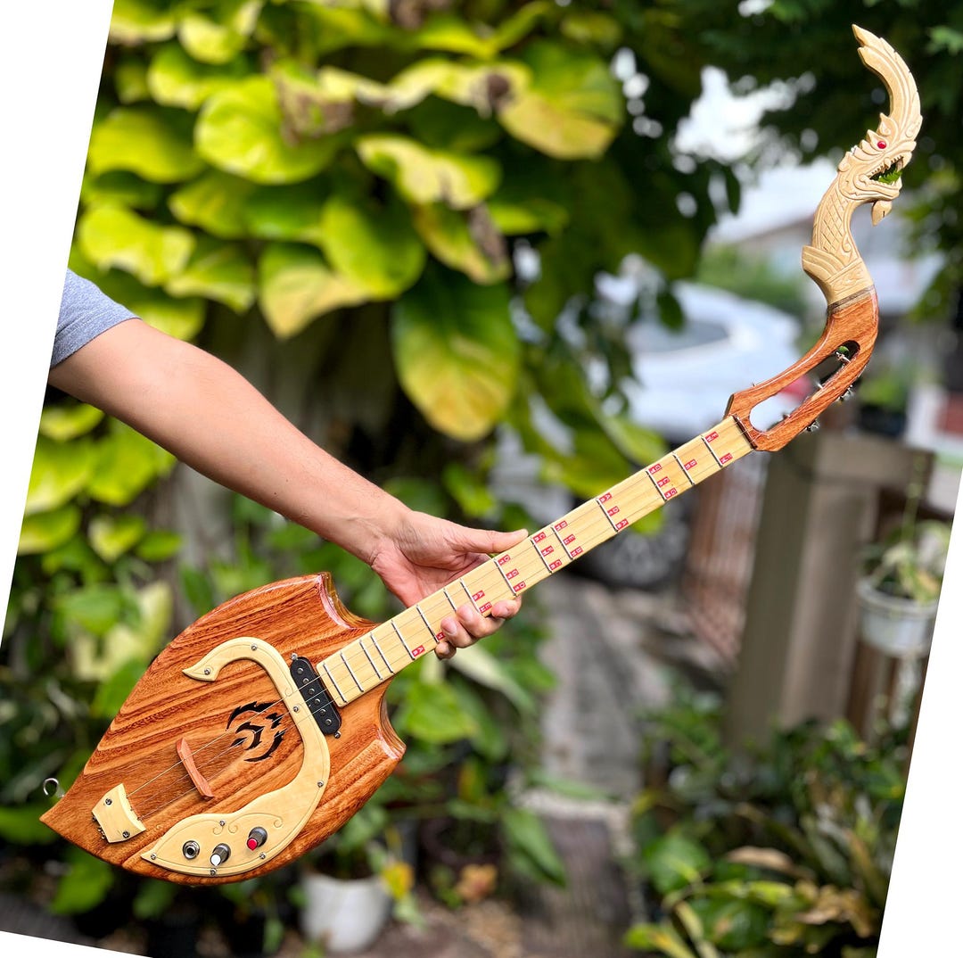 Acoustic Electric Thai Asian Guitar 3 Strings, Isarn Mandolin Musical ...