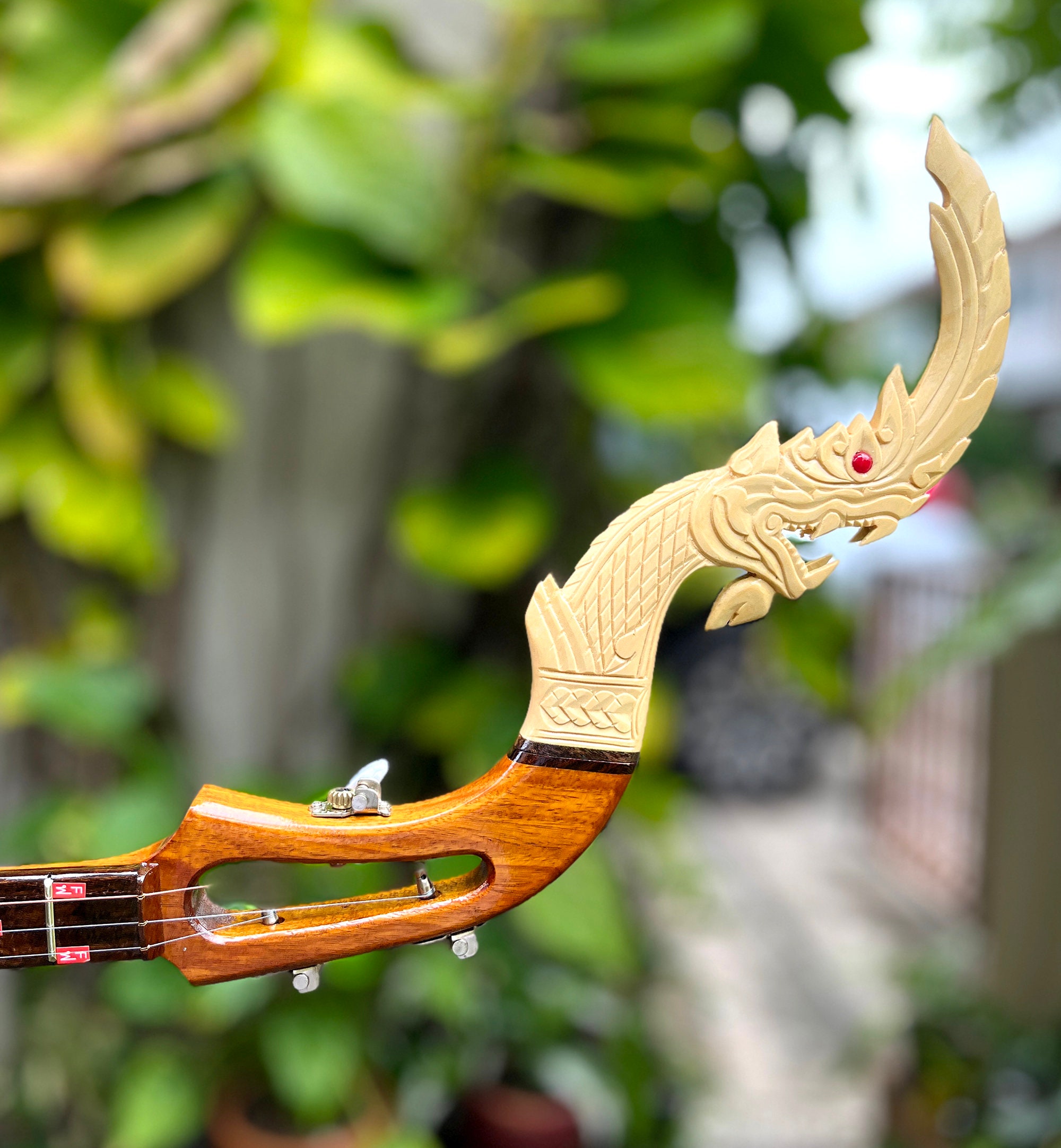 Acoustic Electric Thai Asian Guitar 3 Strings, Isarn Mandolin Musical ...