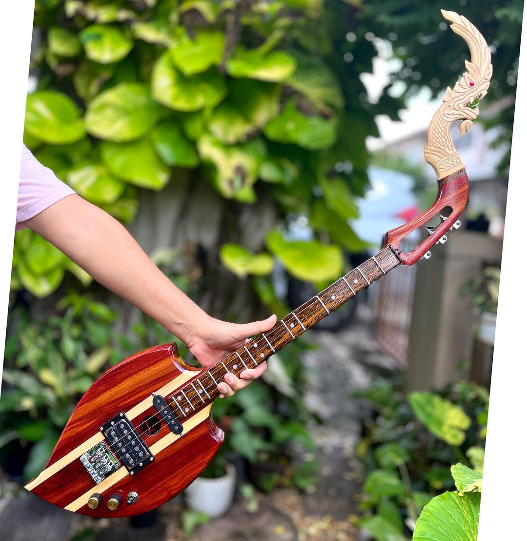 Acoustic Electric Traditional Thai Phin (isan Lute) – 3-string Handmade ...